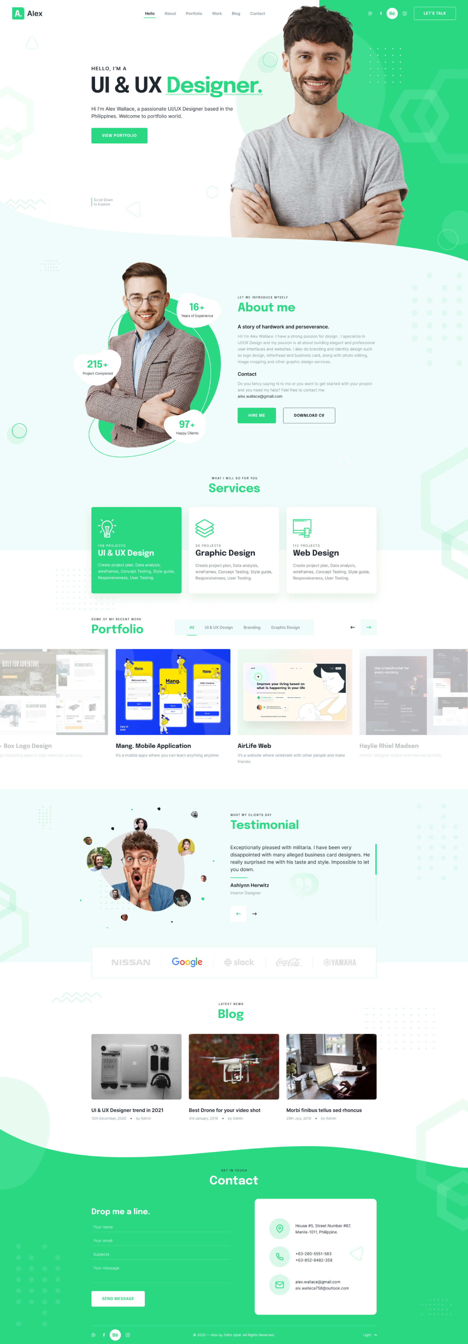 Alex - Modern & Creative Personal Portfolio Figma Template by ...