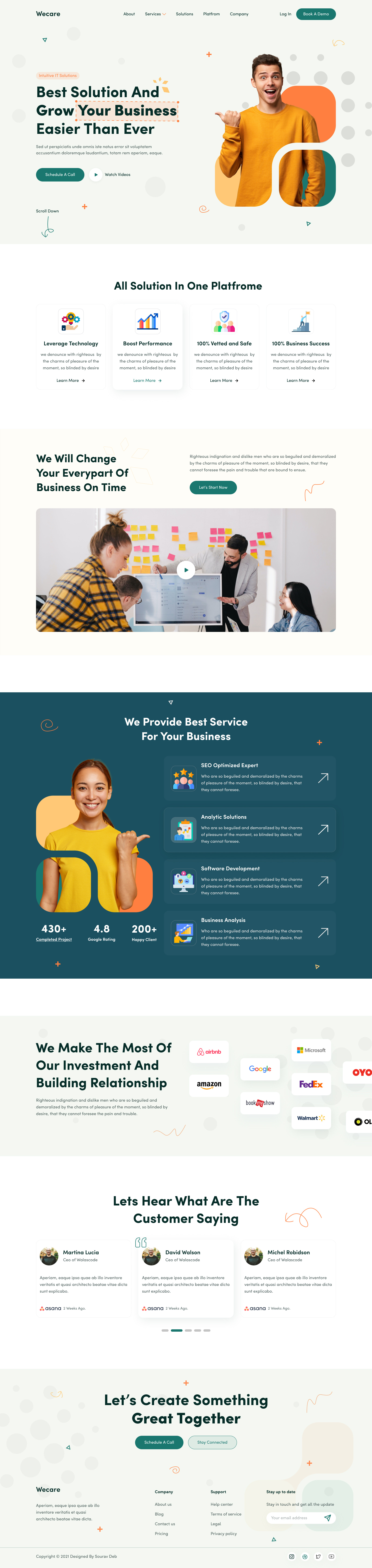 Tech solution landing page and UI Exploration by Sourav Deb on Dribbble