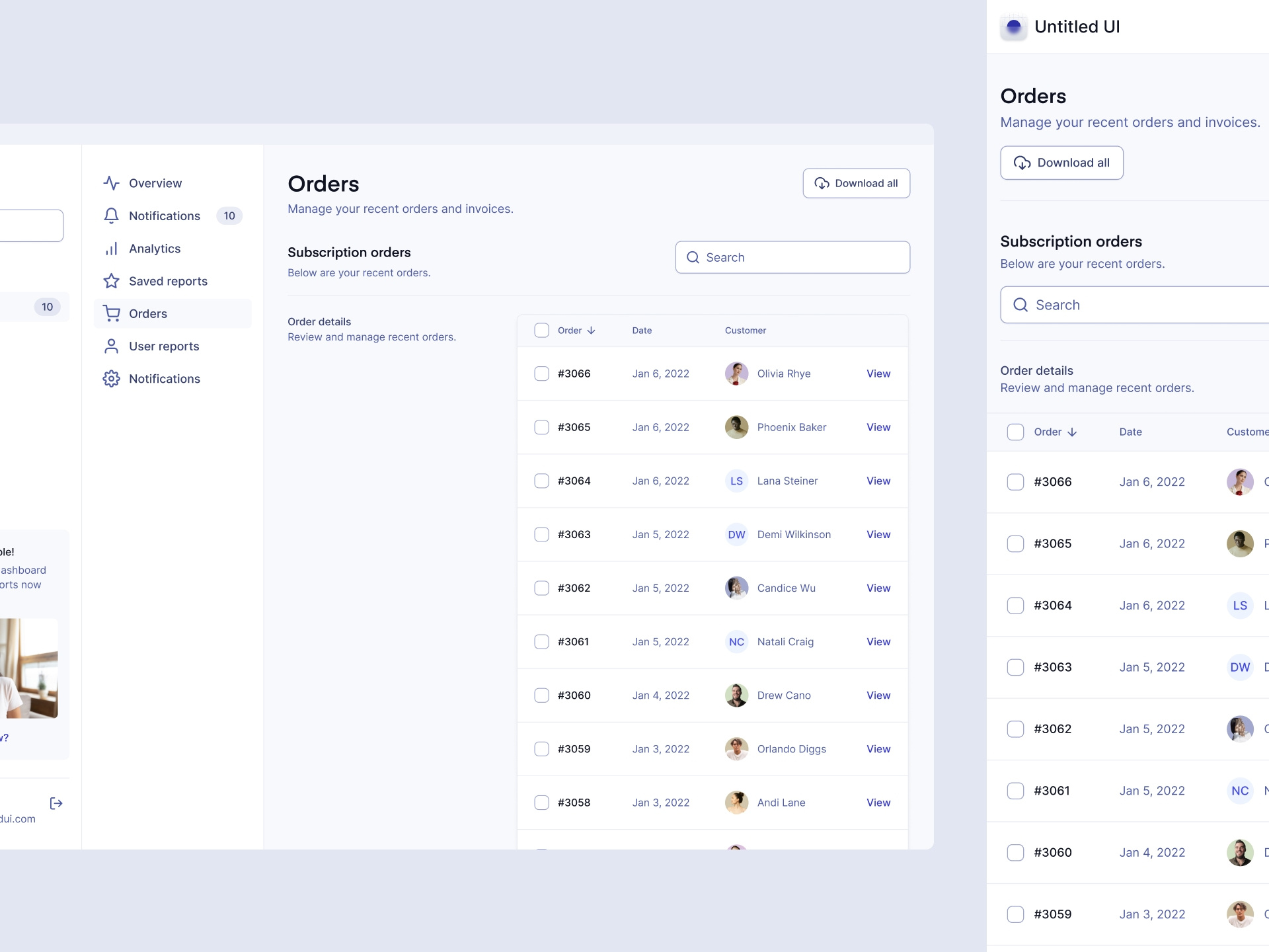 Orders/invoice dashboard — Untitled UI by Jordan Hughes® on Dribbble