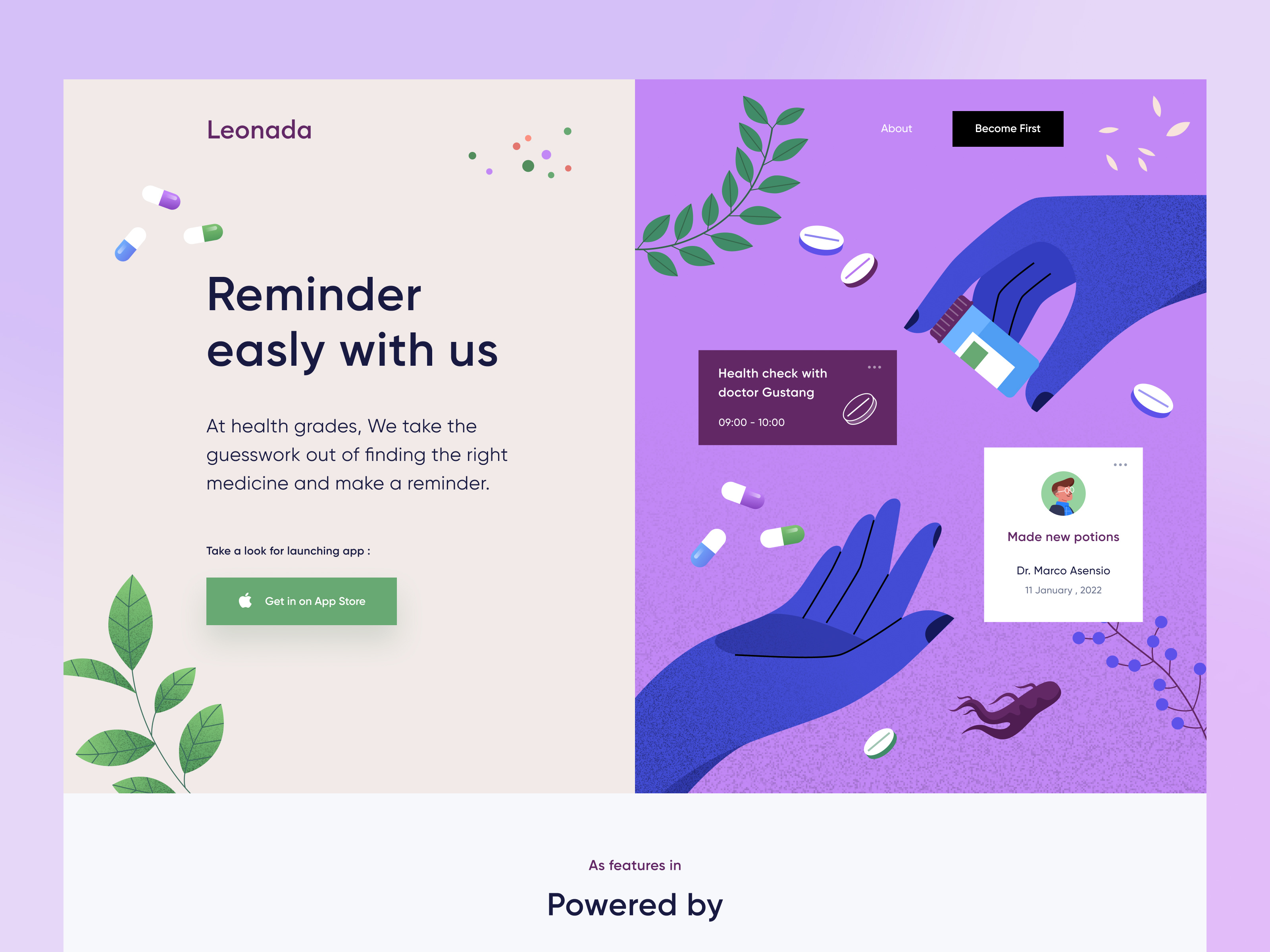Medicine Reminder Landing Page 💊 by Budiarti R. for Orely on Dribbble