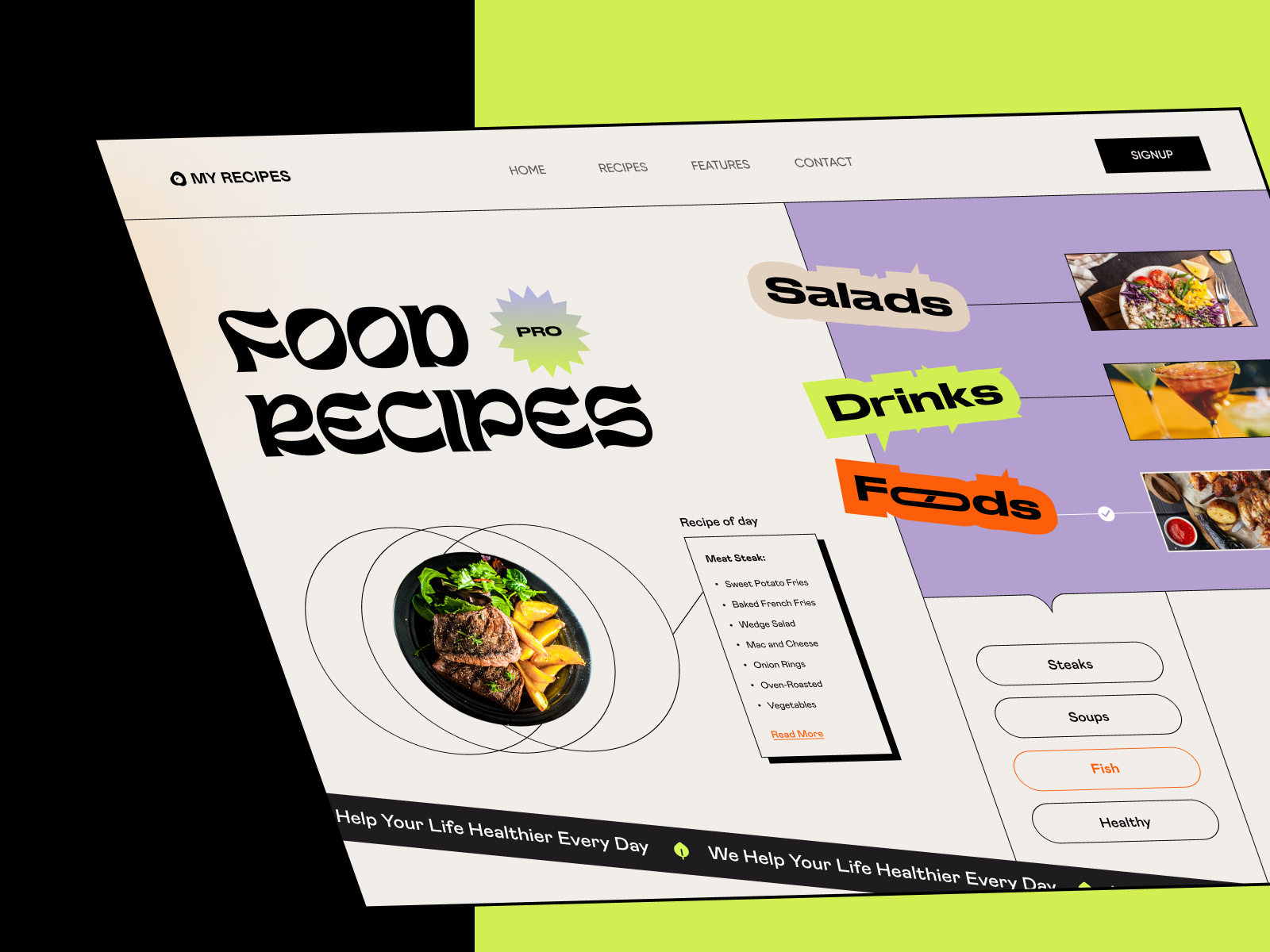 Food Recipe Landing by Izmahsa for Bolddreams on Dribbble
