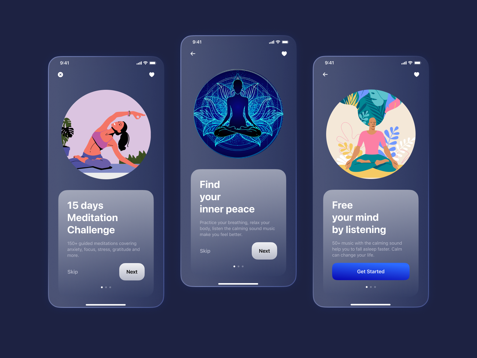 Meditation App UI Design by Fawaz Rahman on Dribbble