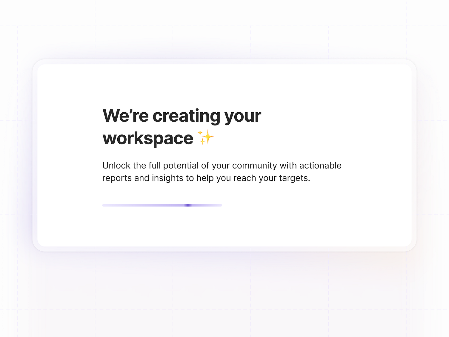 Account Creation - Workspace Loading Tile by usrnk1 on Dribbble