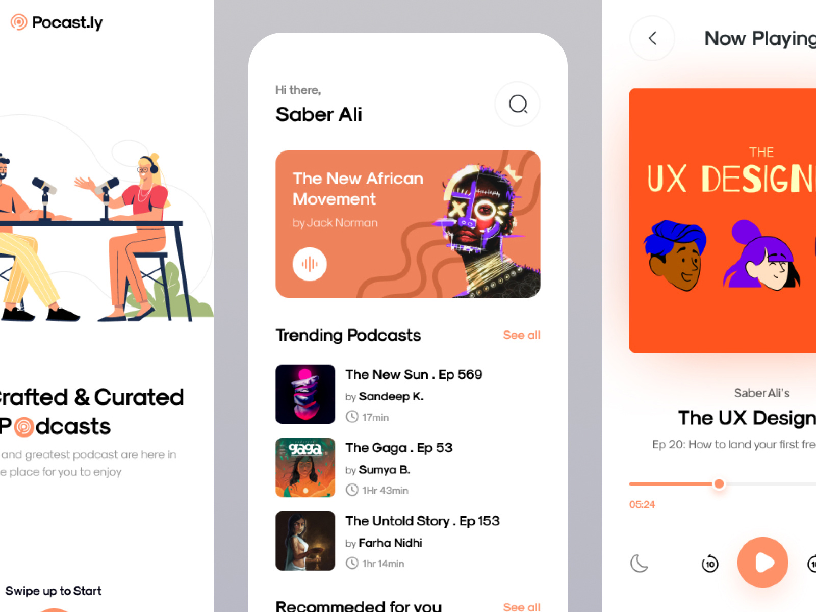 Podcast app UI by Saber Ali for Squidx Agency on Dribbble