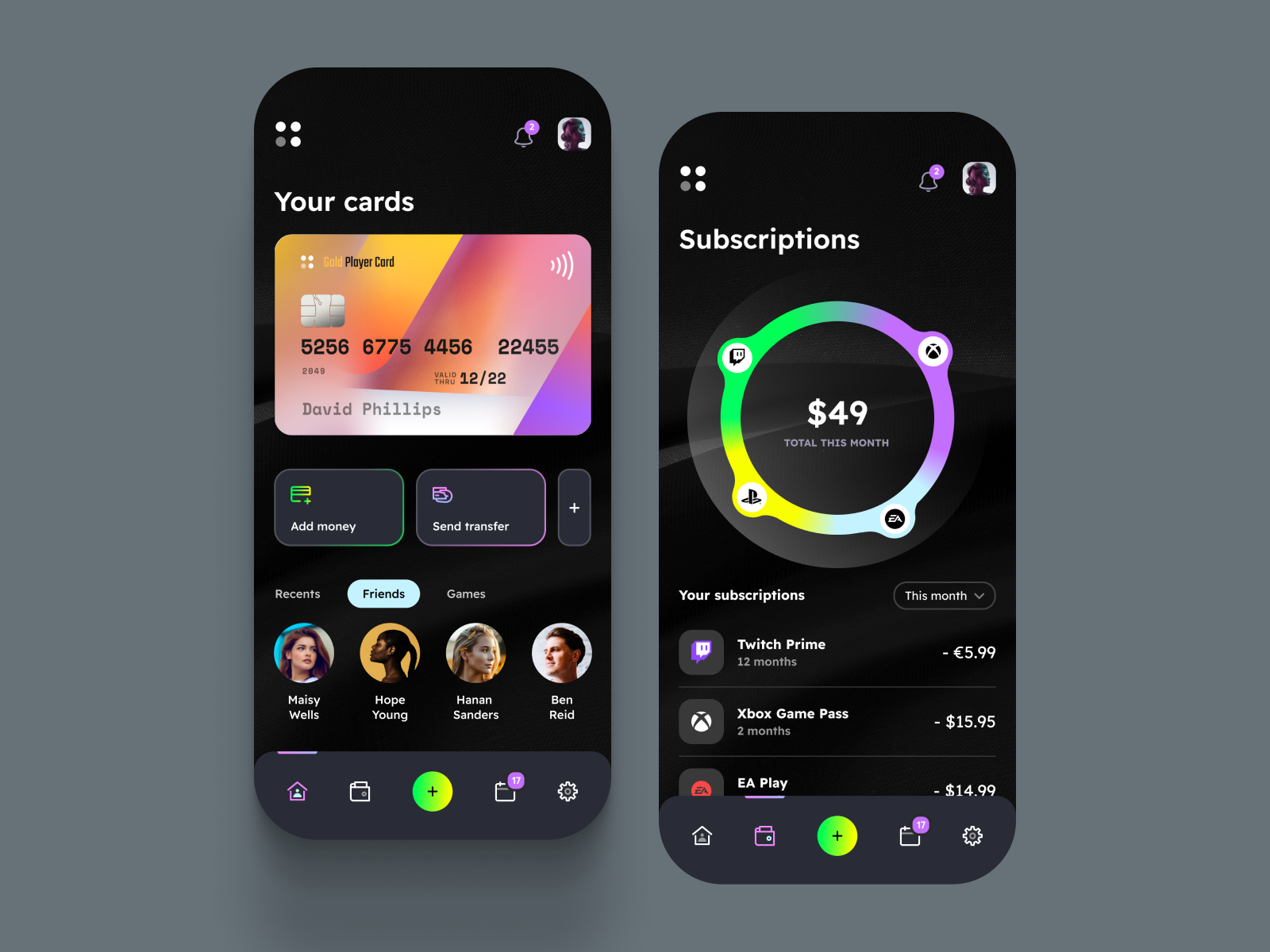 Player Card - The first card for true gamers app concept by Maciej ...