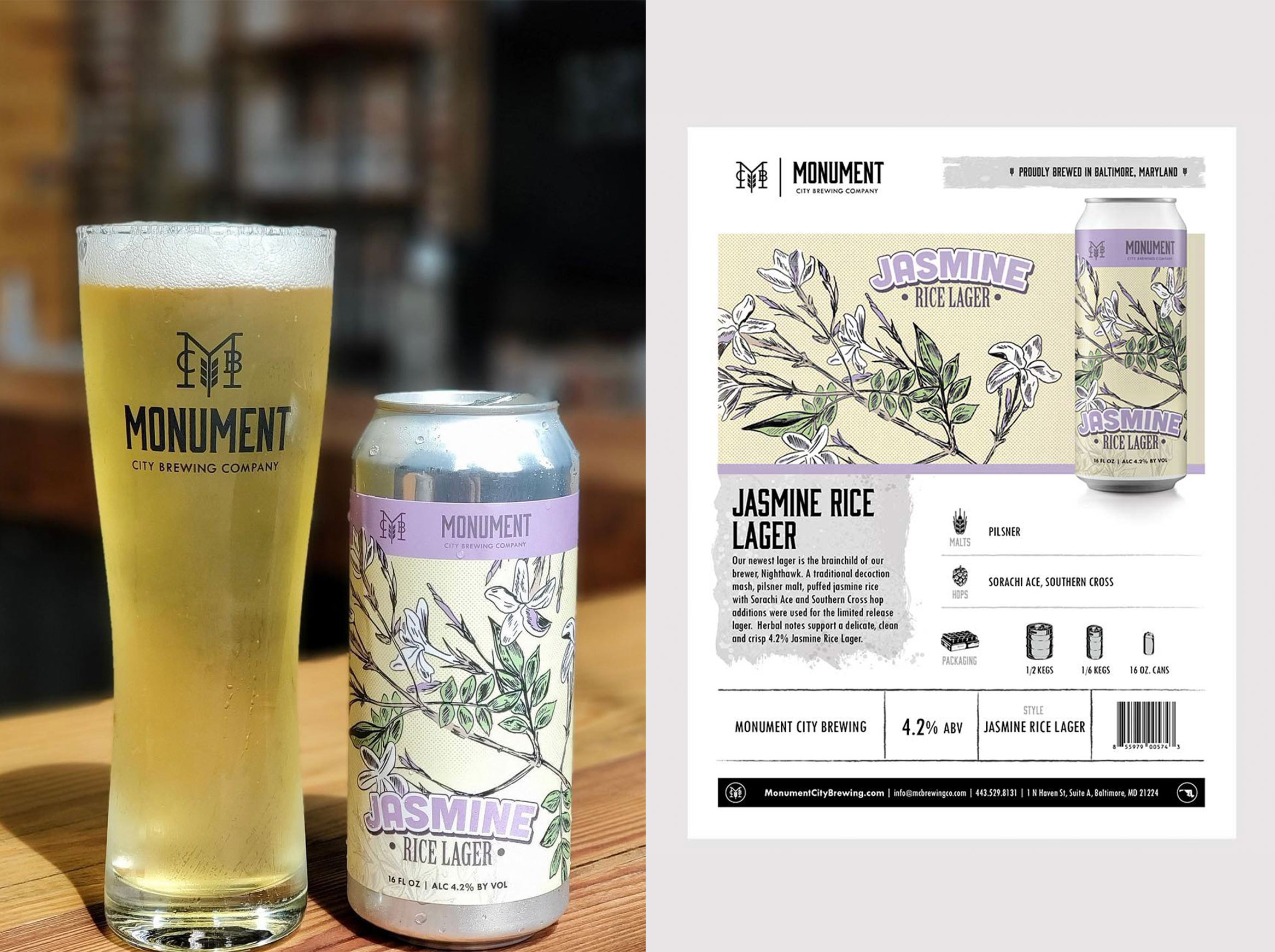Jasmine Rice Lager Beer Label Design by Jen Borror | Hoot Design Studio ...