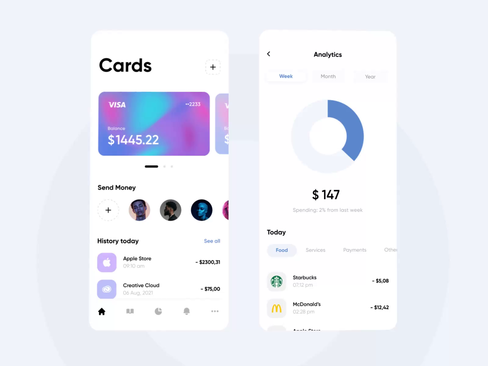 Wallet App UI by Dmitry Lauretsky for Ronas IT | UI/UX Team on Dribbble