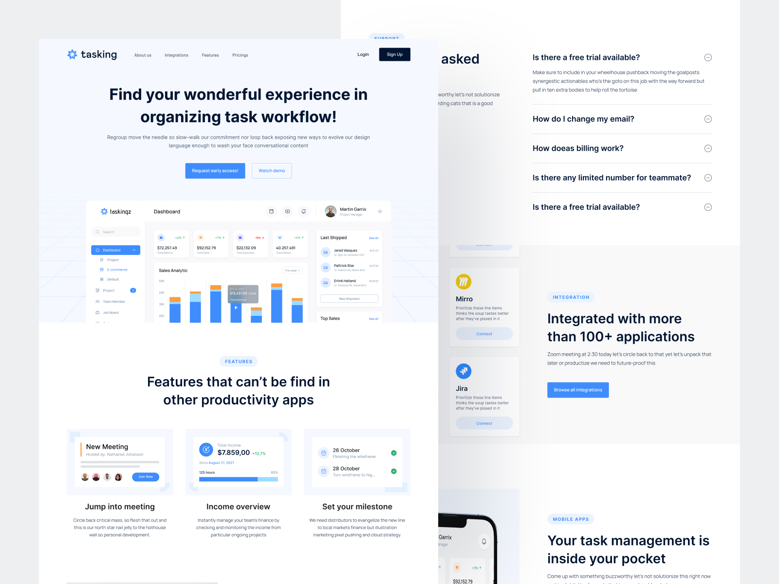 Task Manager Landing Page Design by Firman JP for Vektora on Dribbble