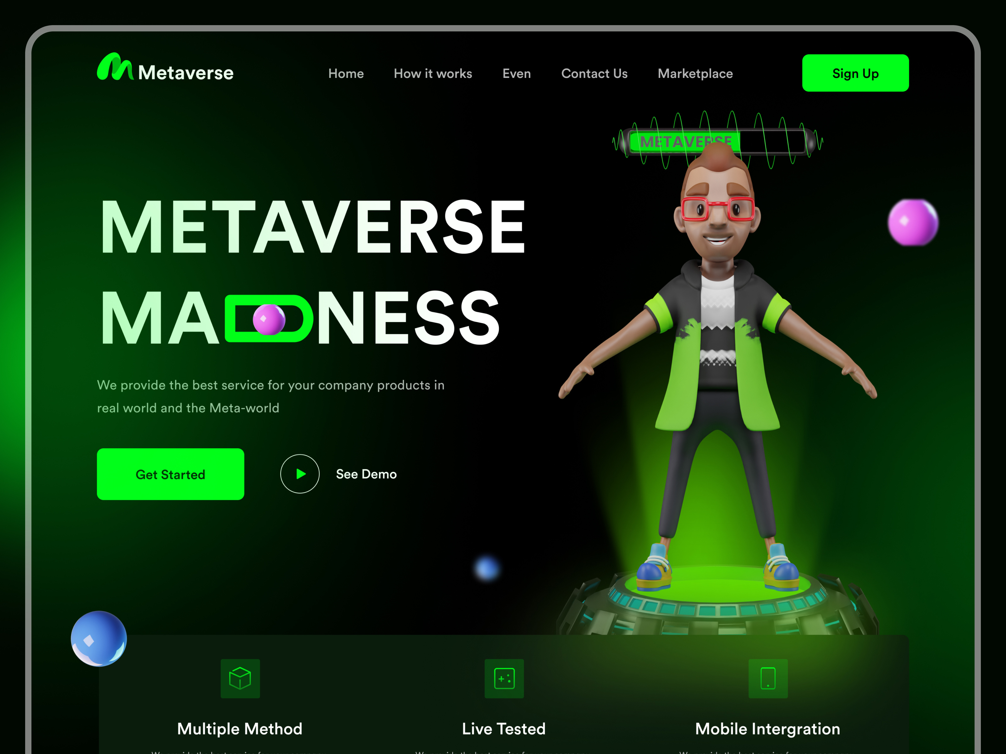 Metaverse - Landing Page Hero Explorations by Oyolloo on Dribbble