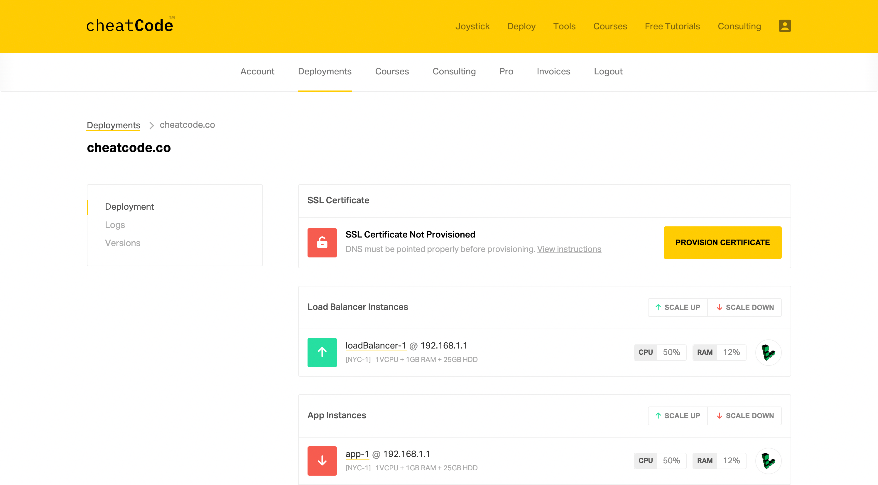 Joystick Deploy Dashboard by Ryan Glover on Dribbble