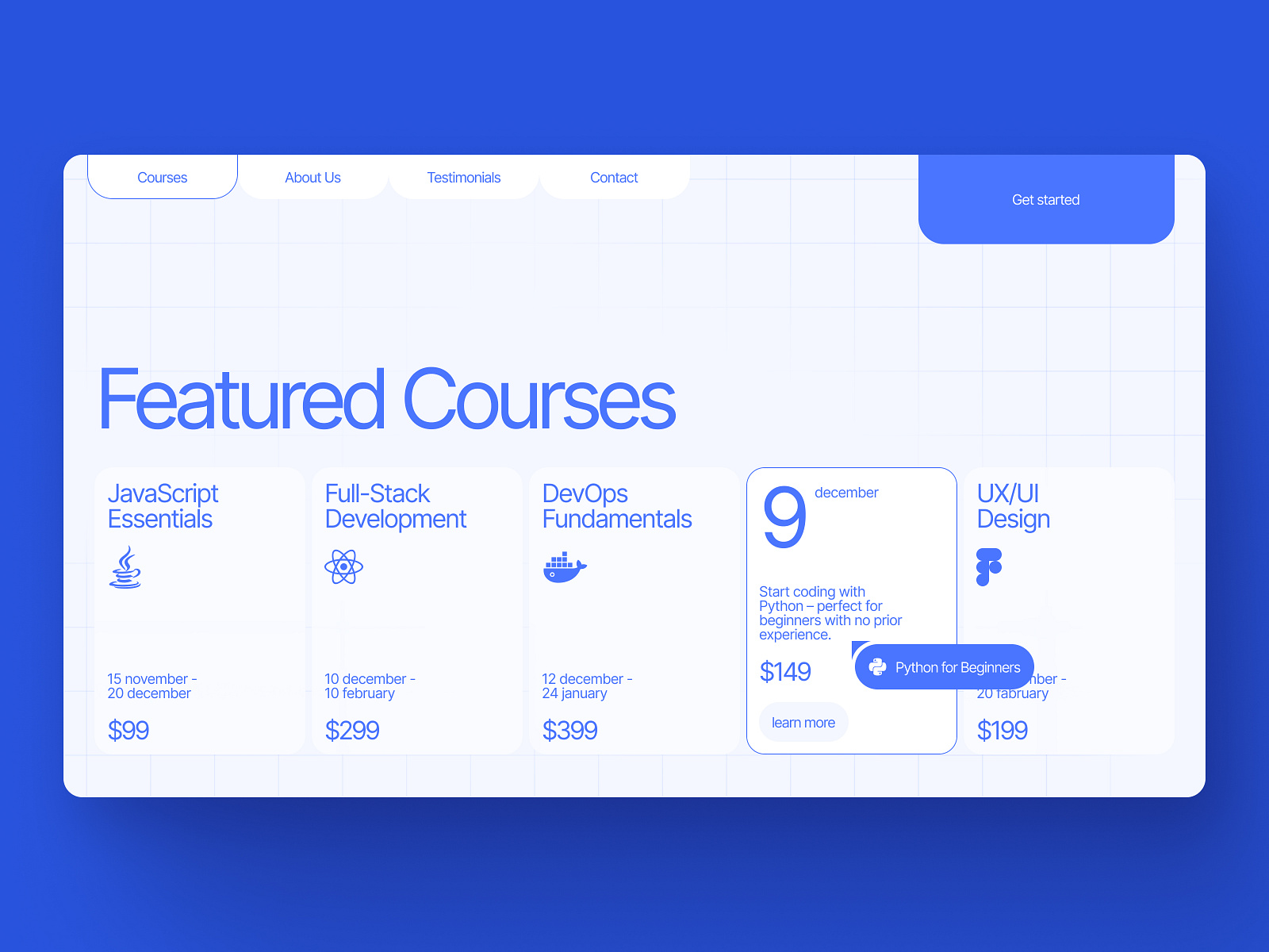Development Courses Landing Page UI – Web Design by Ksenia Mizgina on ...