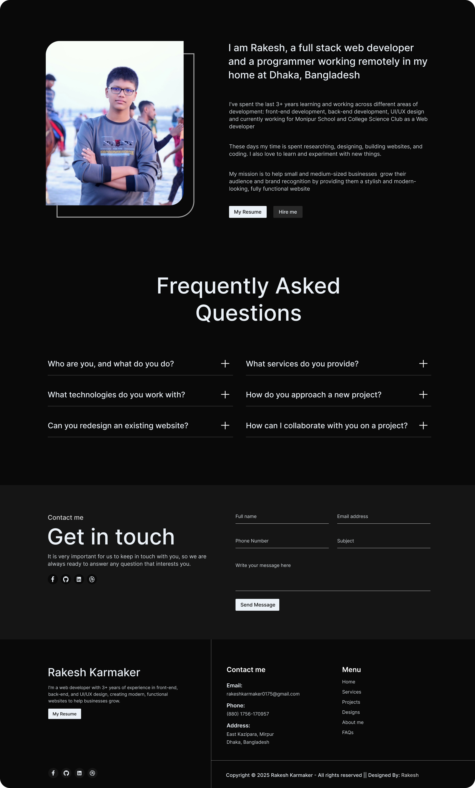 Personal Website by Rakesh Karmaker on Dribbble