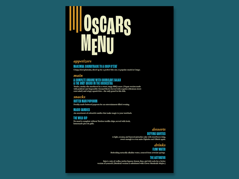 2025 Oscars Menu by Synthia on Dribbble