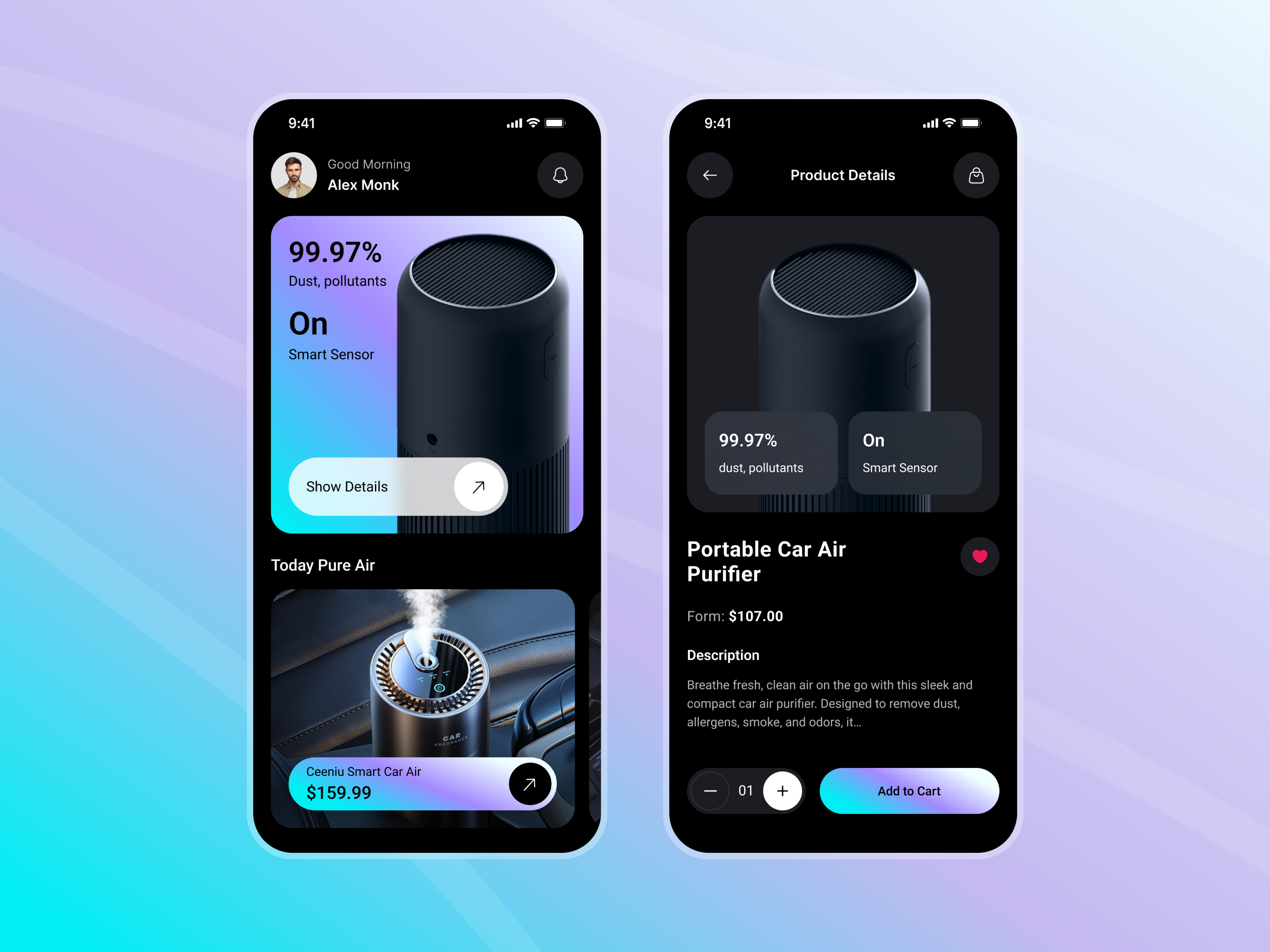 Smart Car Air Purifier App by Abu Hossain for Kites Design on Dribbble