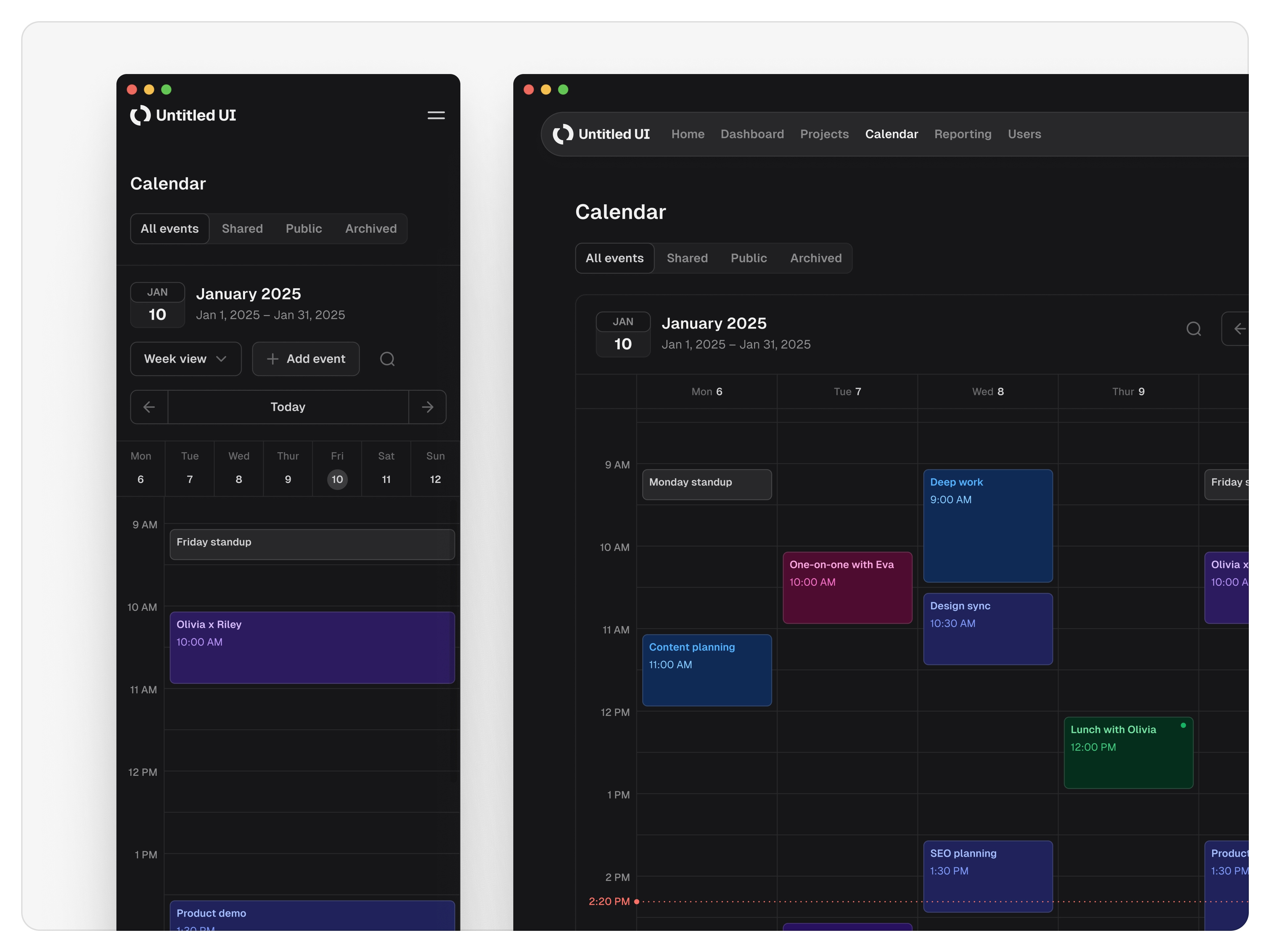 Week view calendar — Untitled UI by Jordan Hughes® on Dribbble