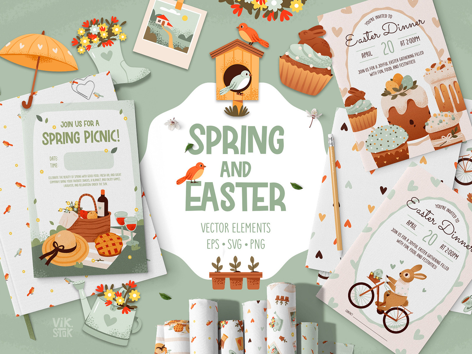 Happy Spring & Easter Collection! by Victoria Fessenko on Dribbble