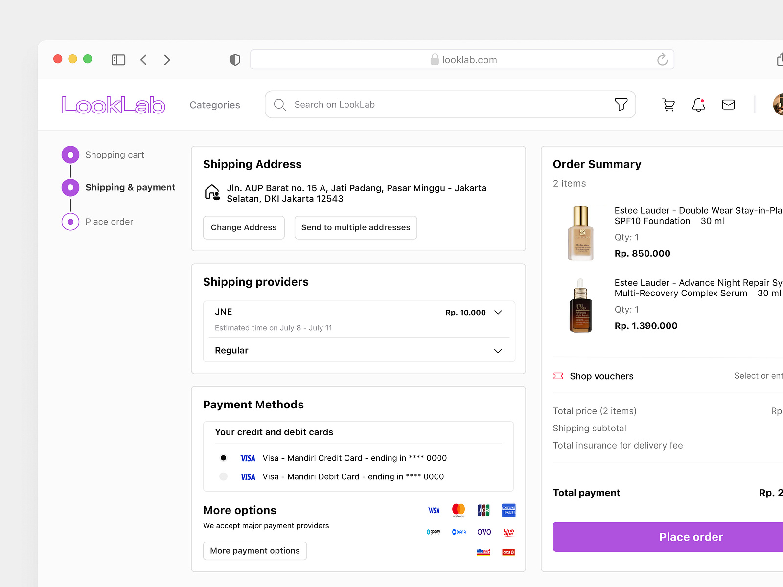 Uxcel Design briefs: Checkout page for LookLab website by Adinda Maharani on Dribbble