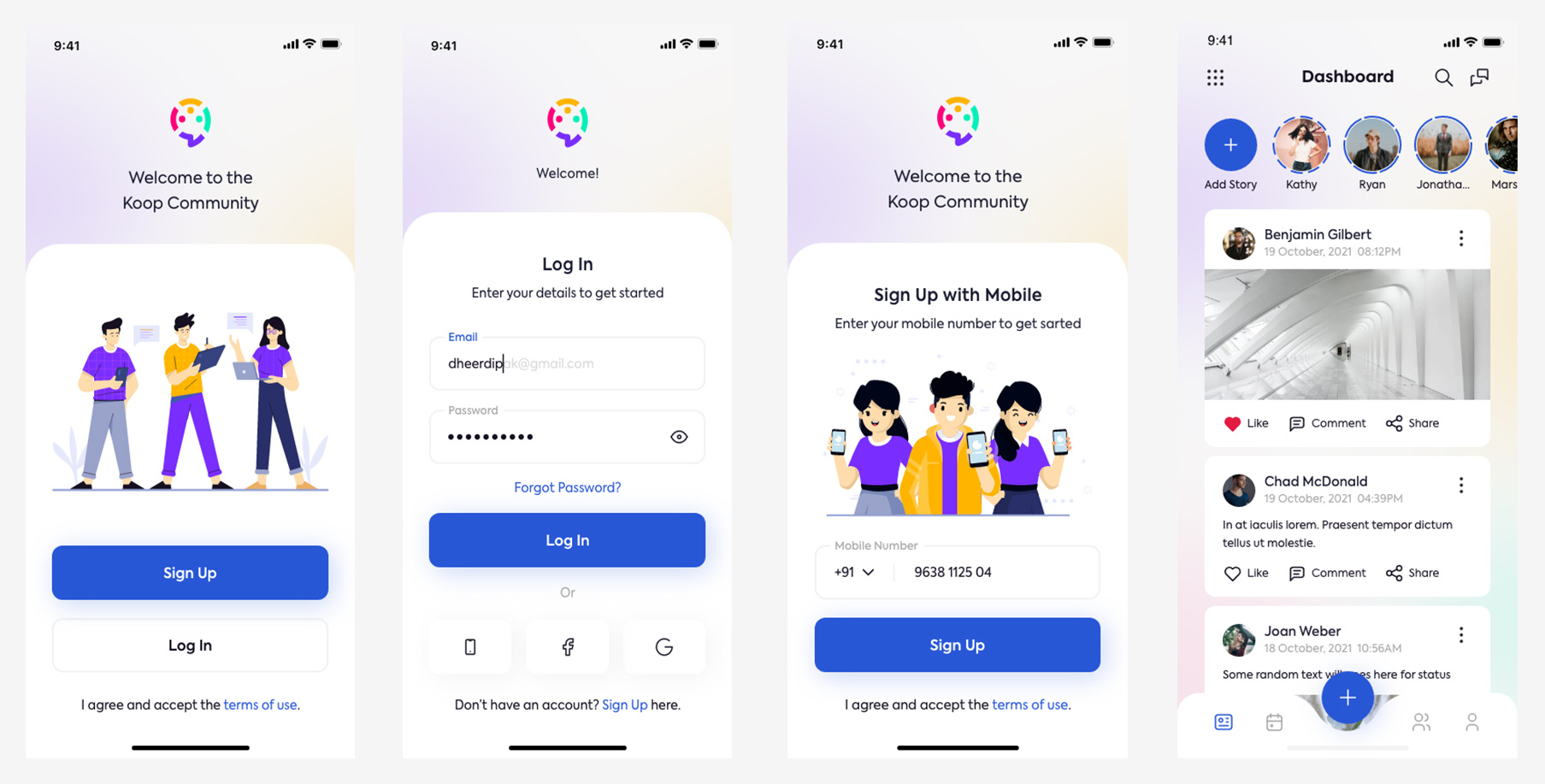 Community app design by Manoranjan Dash on Dribbble
