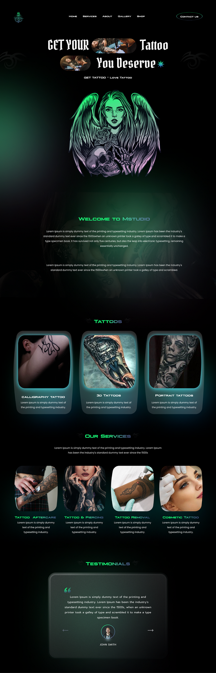 Tattoo⚕️Website Landing Page📜 by Indylogix UI/UX on Dribbble