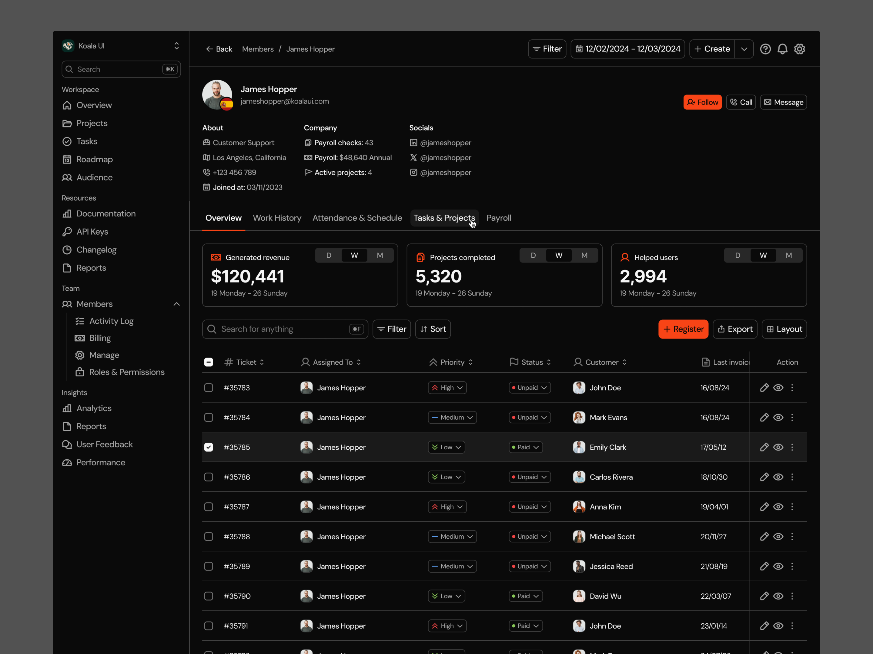 Profile Page / User Management · Koala UI by Jordi Espinosa on Dribbble
