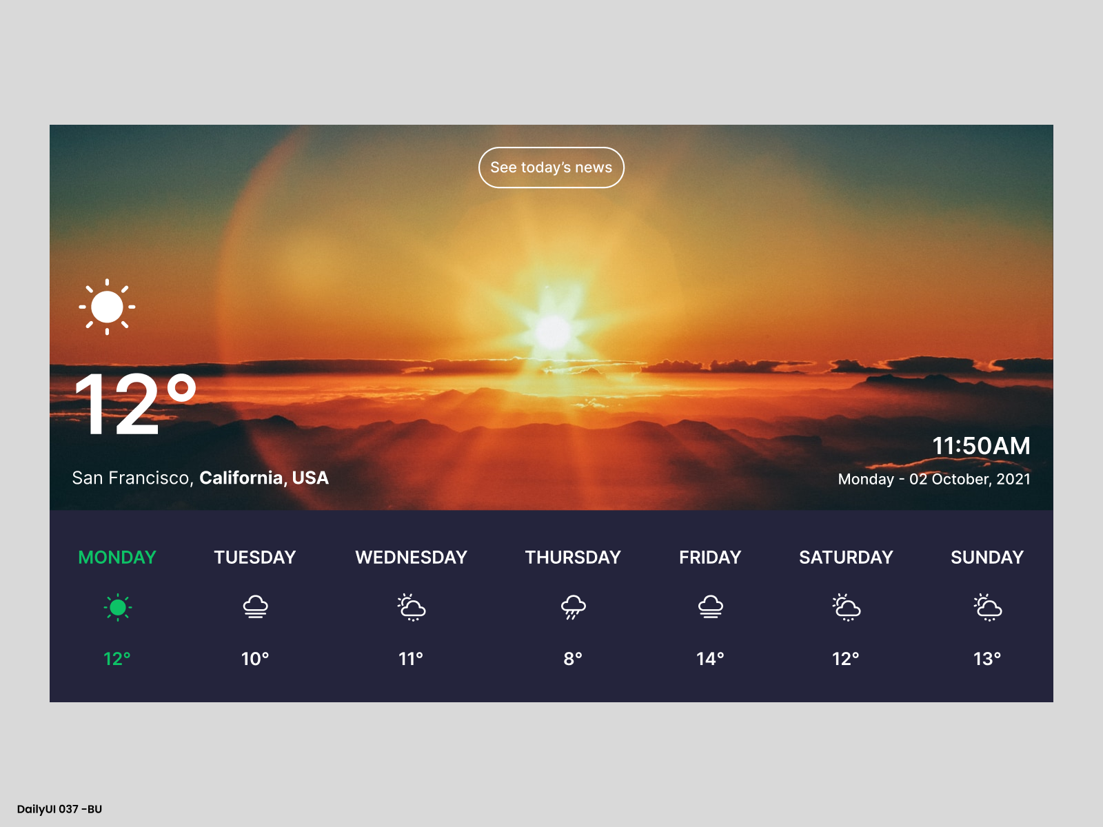 Daily UI #037 - Weather by Brayan Urbano on Dribbble