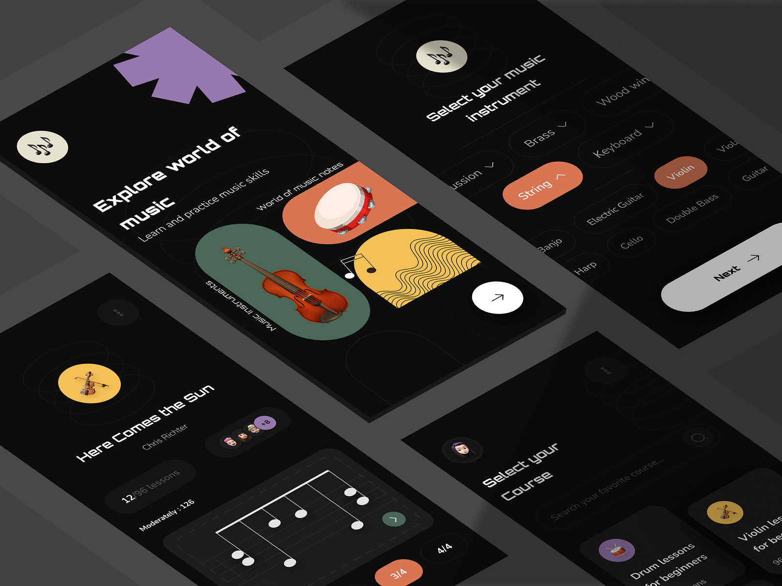 🎻 - Learning Music Instruments Application by Fatemeh Golivari on Dribbble