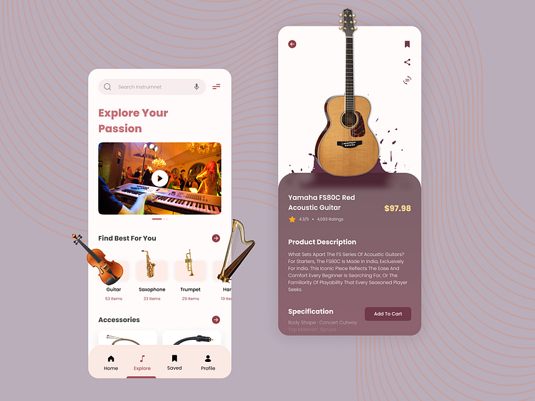 Music Instruments Store App by SolGuruz on Dribbble