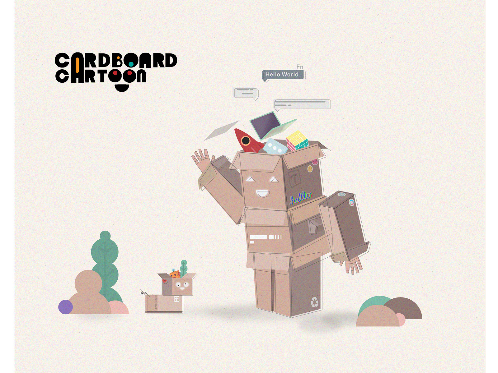 Cardboard Cartoon | Illustration by DribDrab on Dribbble