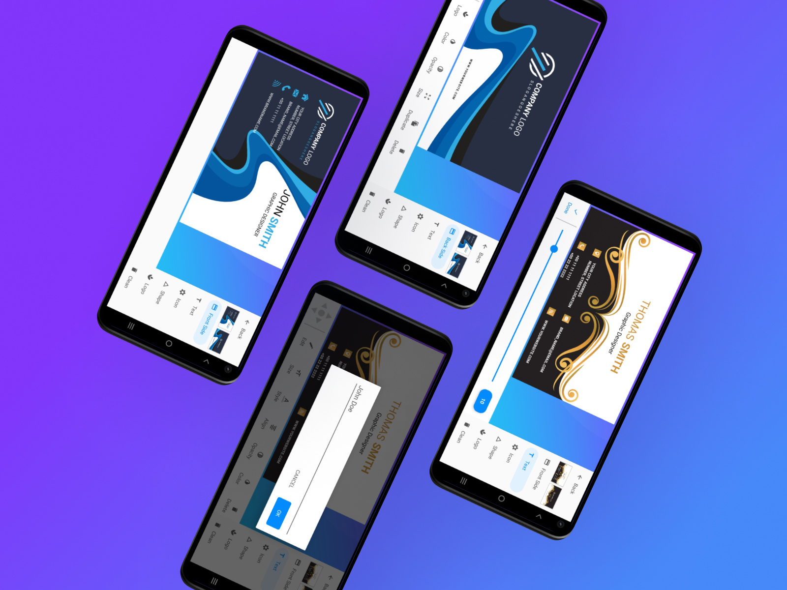 Business Card Maker Mobile App UI by Chirag Vadukia on Dribbble
