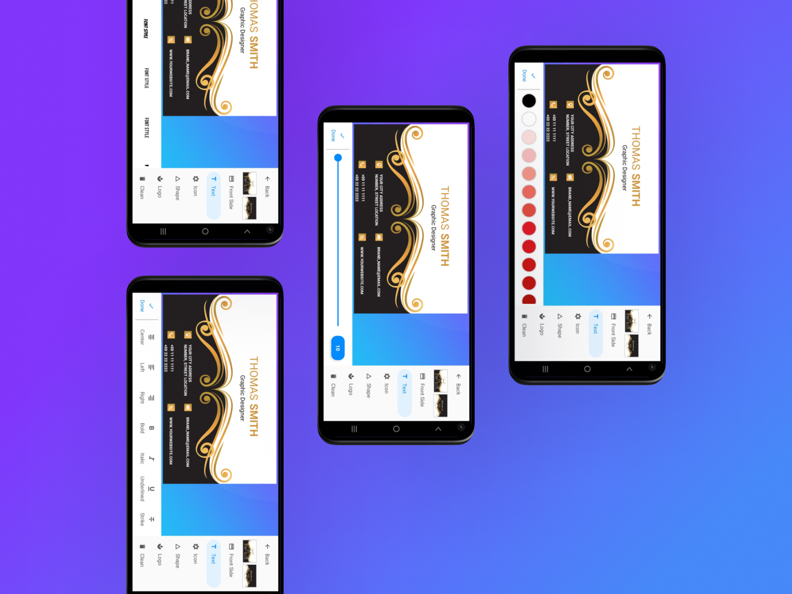 Business Card Maker Mobile App UI by Brijesh Vadukia on Dribbble