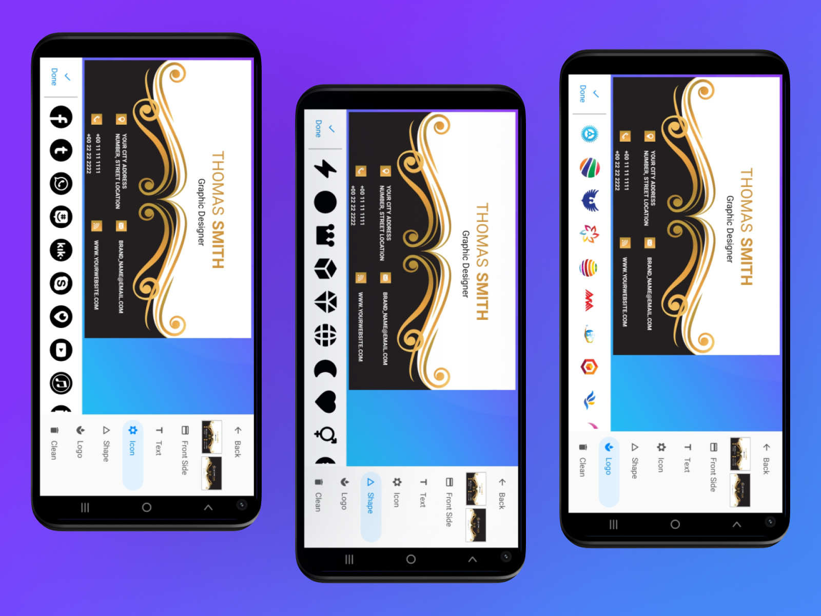 Business Card Maker Mobile App UI by Brijesh Vadukia on Dribbble