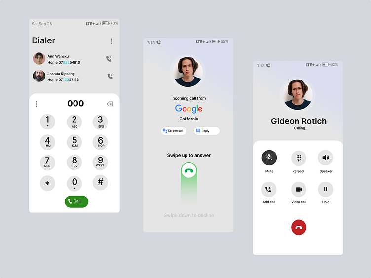 Phone call UI by Giddy Rotich on Dribbble