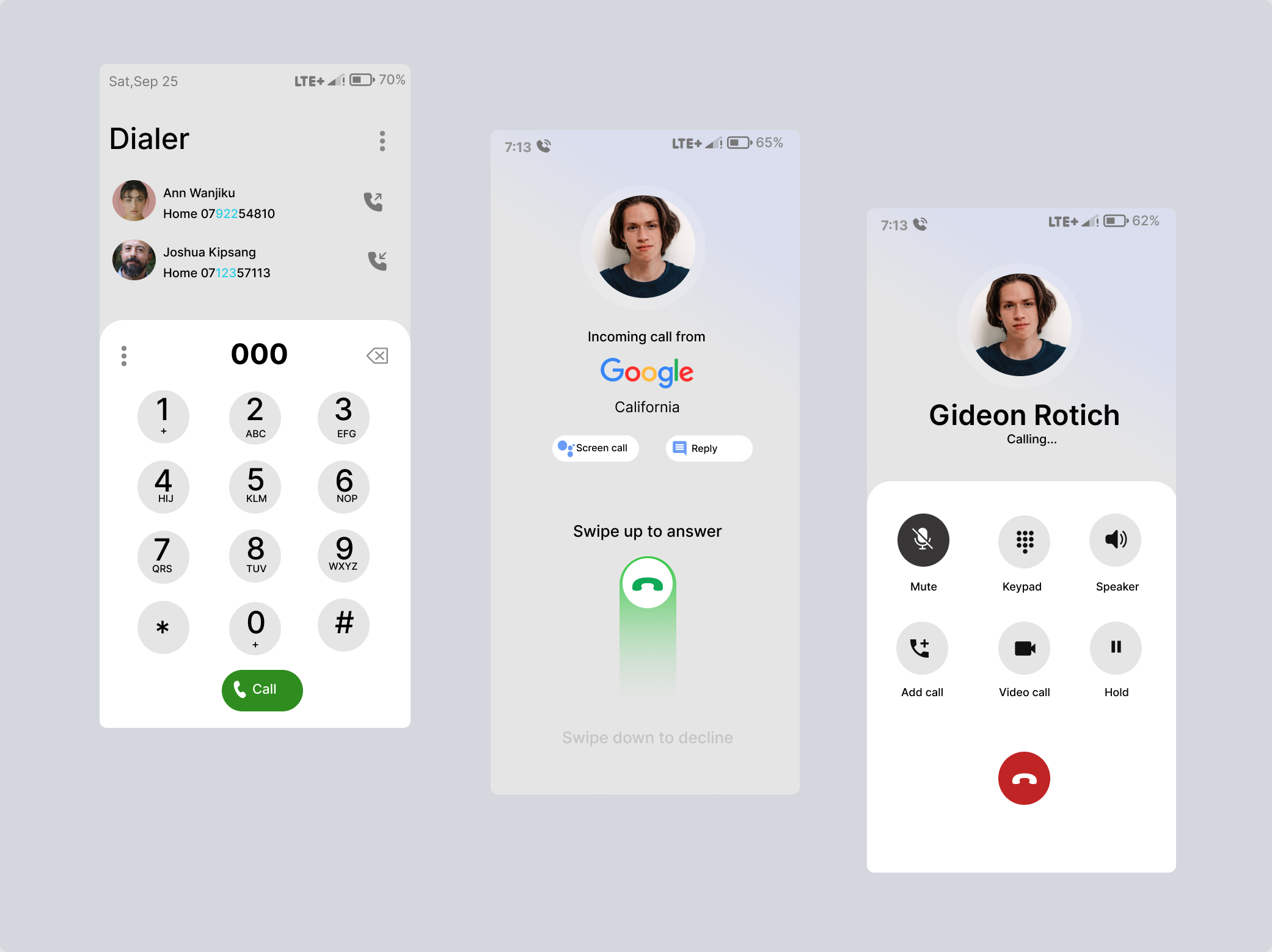 Phone call UI by Giddy Rotich on Dribbble