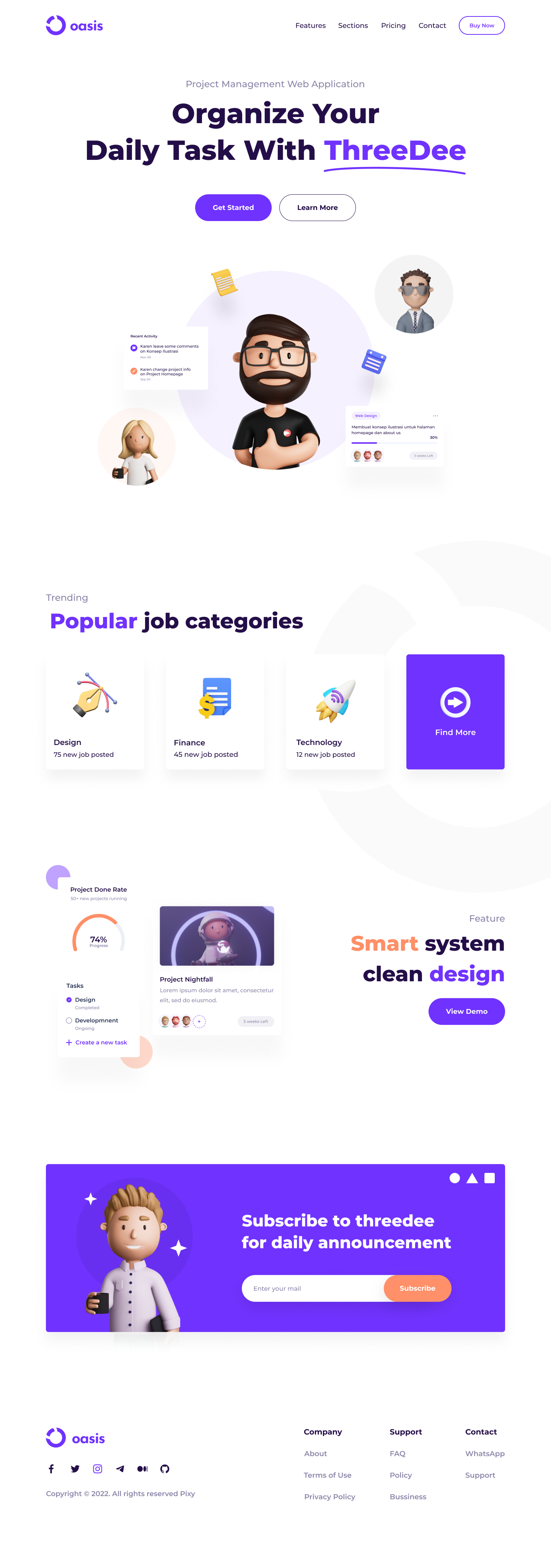 Oasis project management landing page (3d assets) by Shahriar Chowdhury ...