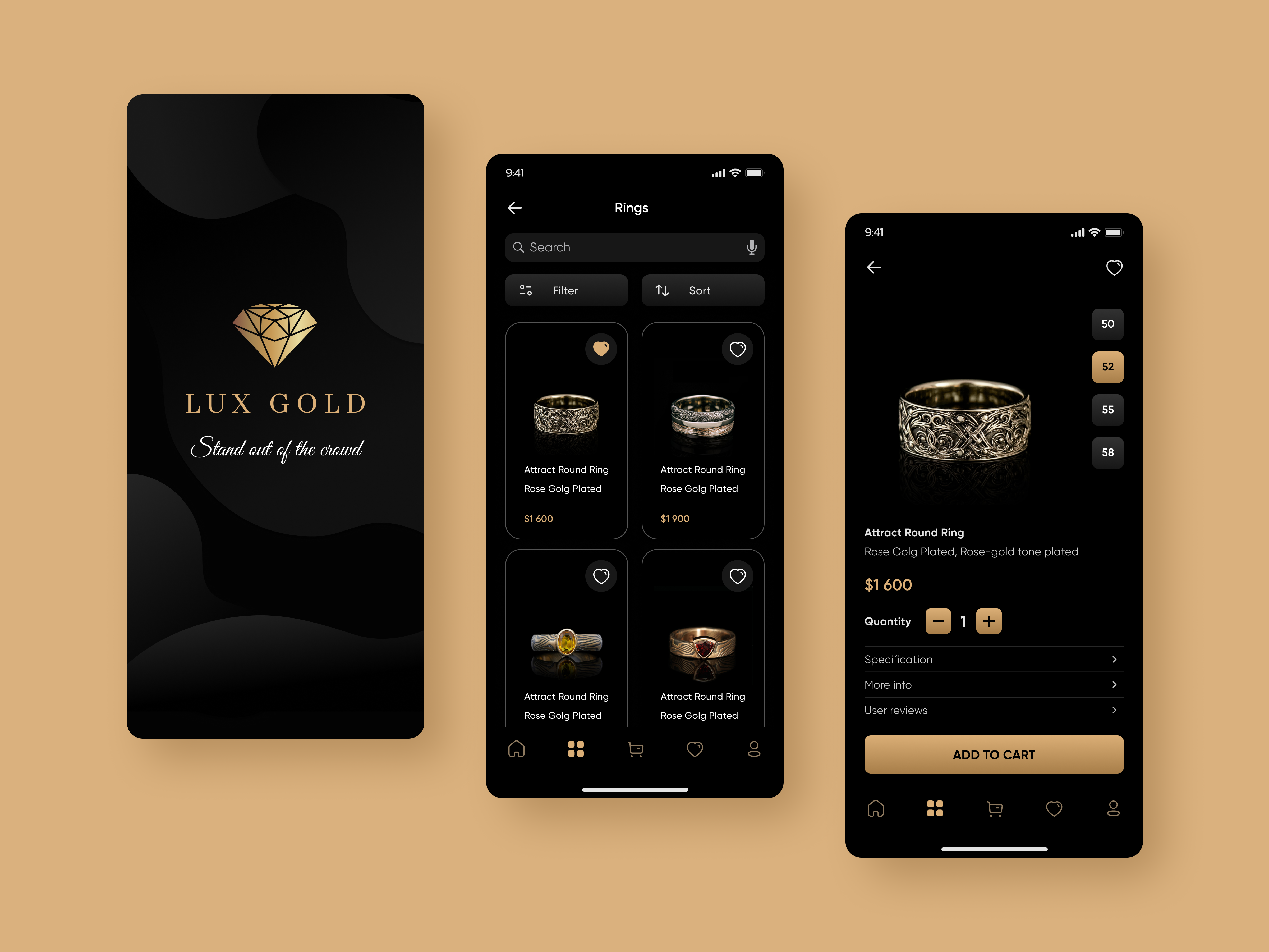 Lux Gold | App Design by Anastasia for LANARS on Dribbble
