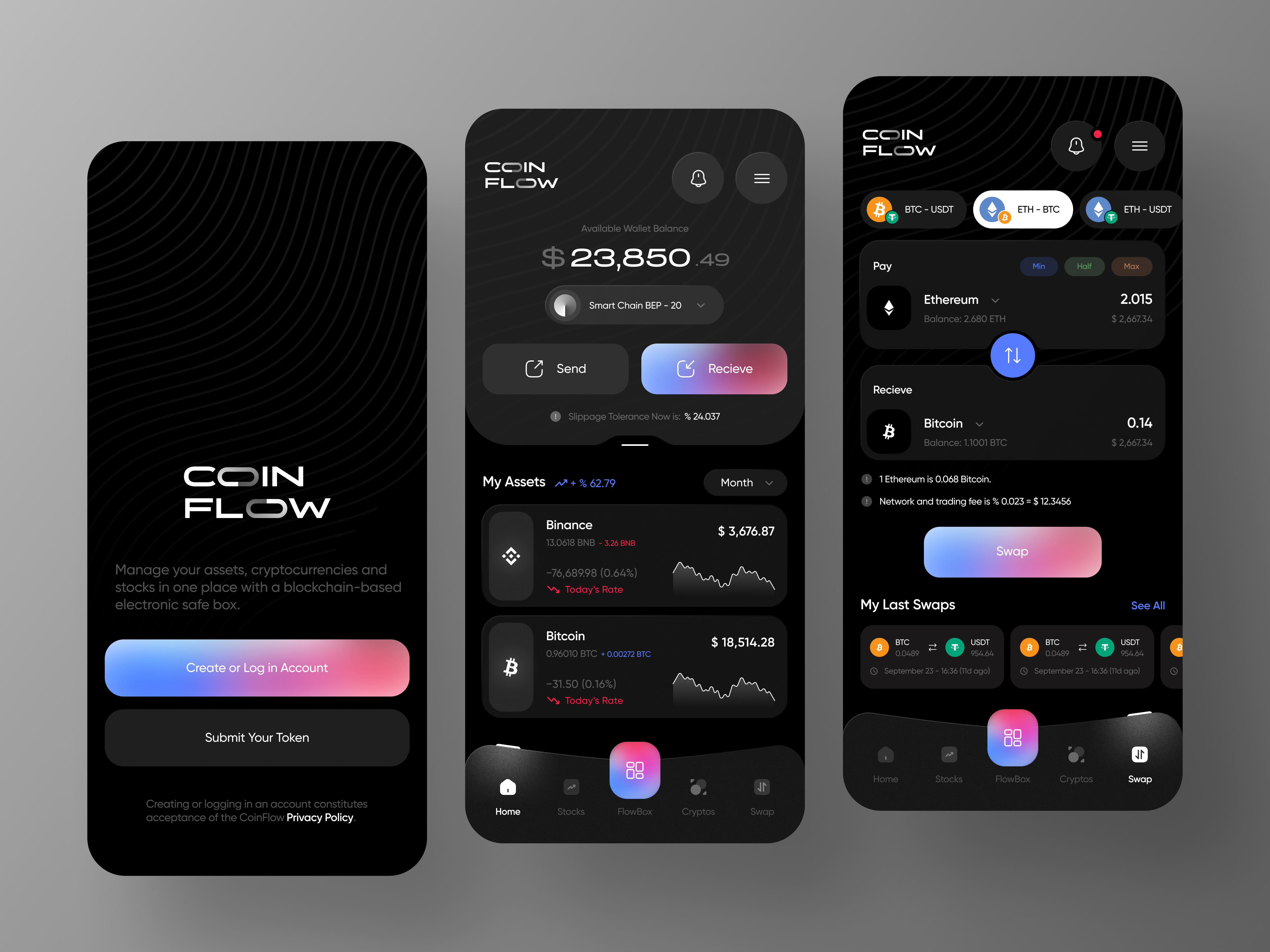 Coin Flow - Crypto and Stocks App by Bogdan Falin for QClay on Dribbble