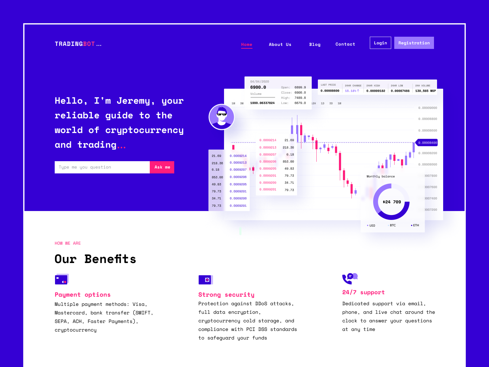 Trading Bot Home by Yurii on Dribbble