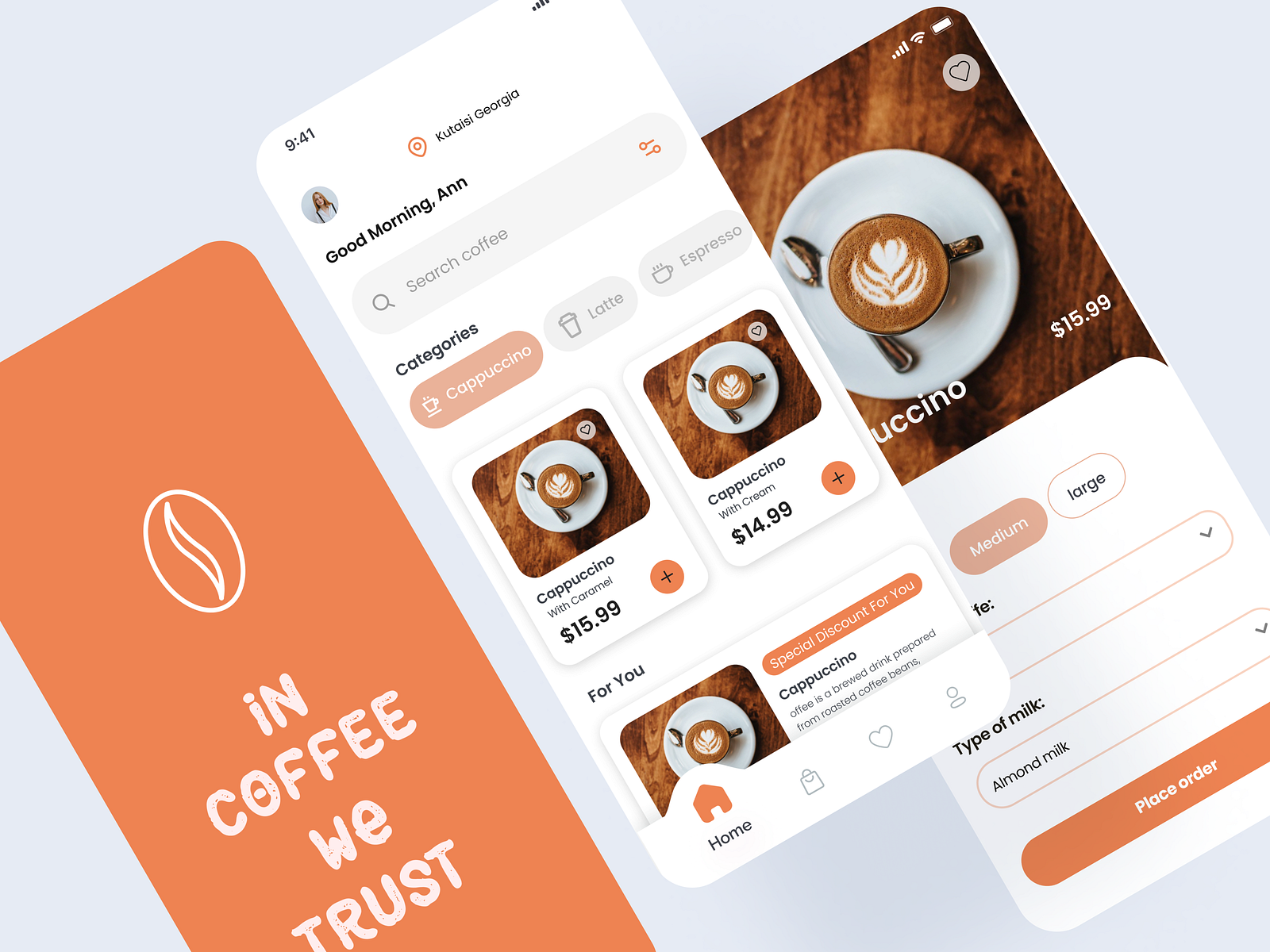 Coffee ordering app by Li Kovziridze on Dribbble