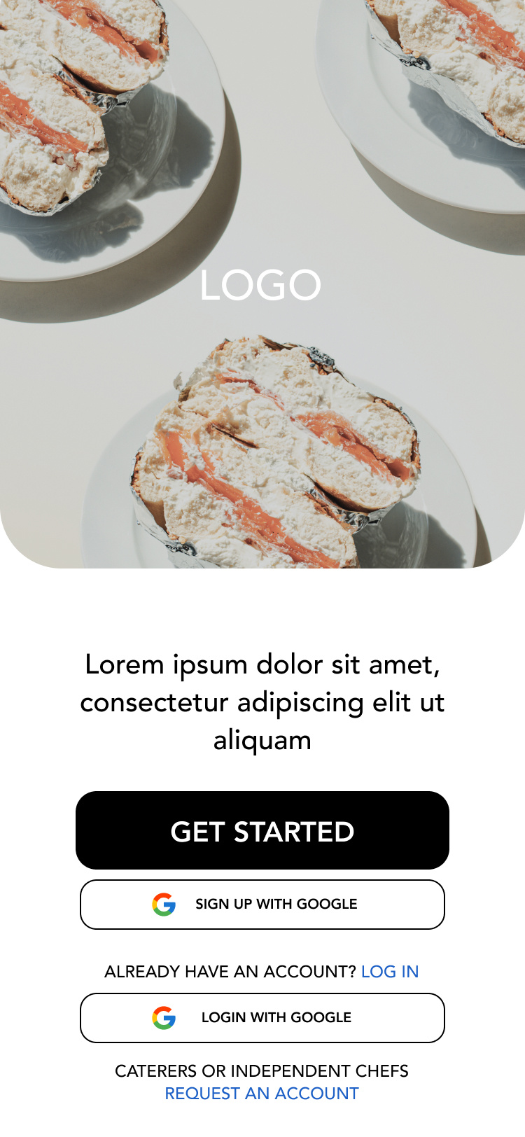 Mobile food app login page by Kimberlee Alexandria-Day on Dribbble