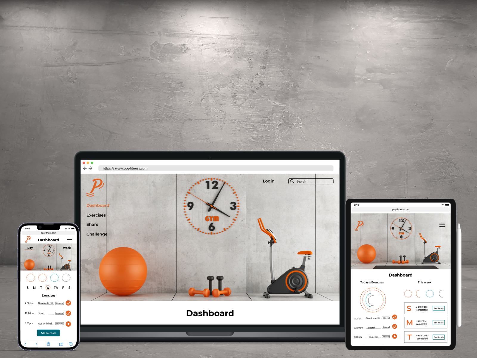 Pop Fitness with multiple breakpoints by Heather Cooper on Dribbble