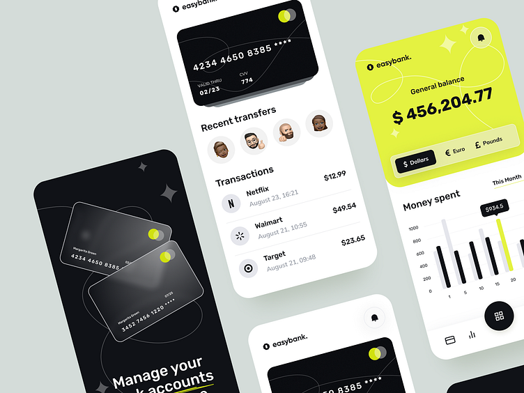 Easy bank - Mobile app by Vikki N on Dribbble