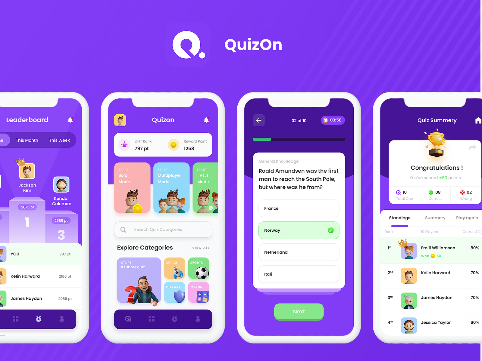 Quiz App UI | Quizon by OpusLab Works on Dribbble