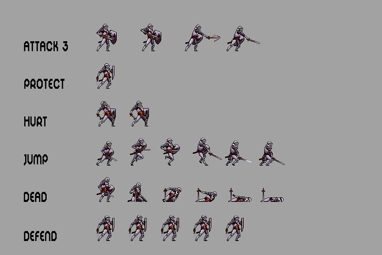 Free Knight Character Pixel Art by 2D Game Assets on Dribbble