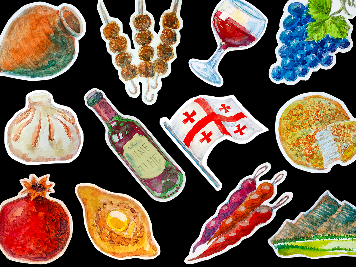 Georgian stickers by Anton Borzenkov for youami_studio on Dribbble