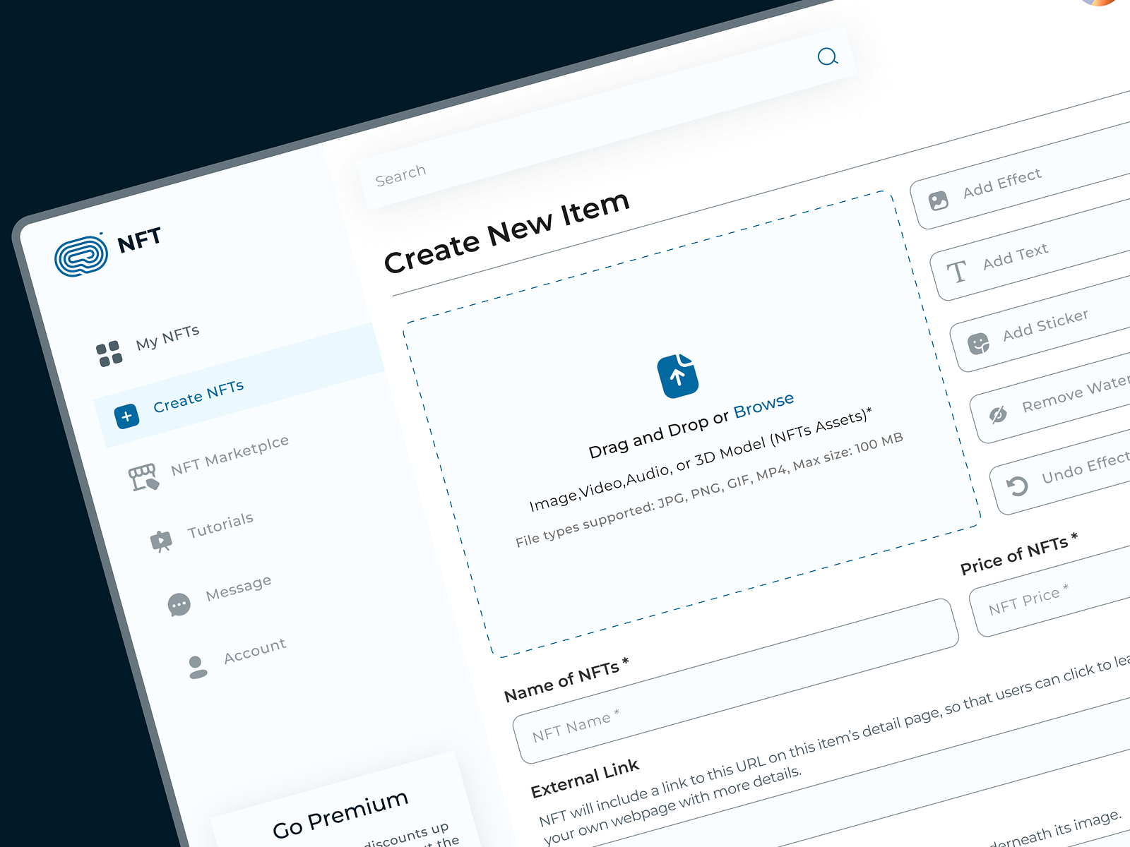 Create New NFTs Admin Panel by ilias miah on Dribbble