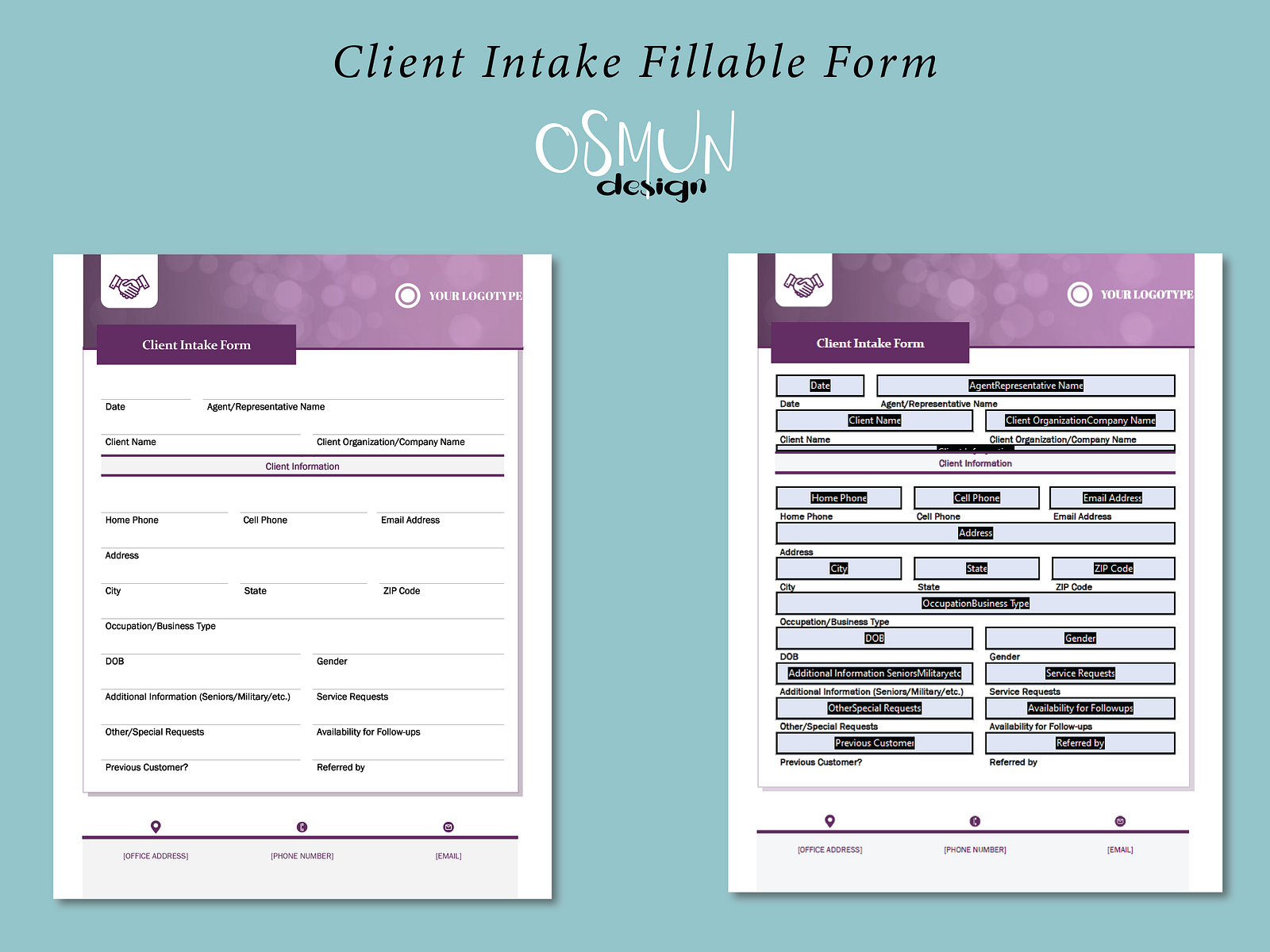 Client Intake Fillable Form by D'Anne Osmun on Dribbble