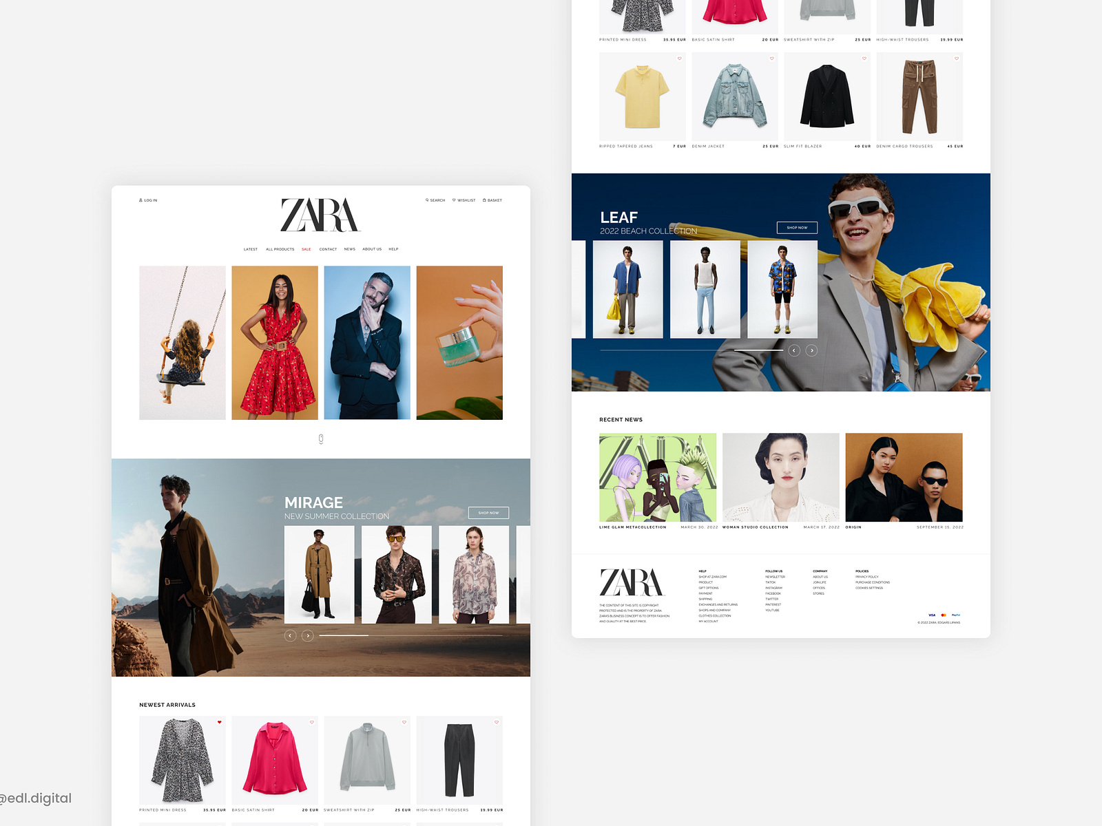 ZARA homepage redesign by Edgars L. on Dribbble
