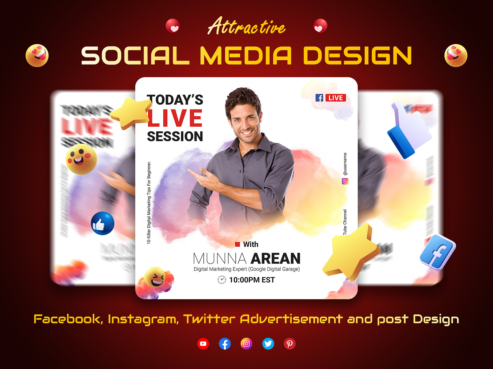Social Media Post Design For Facebook Live Event by MUNNA AREAN on Dribbble