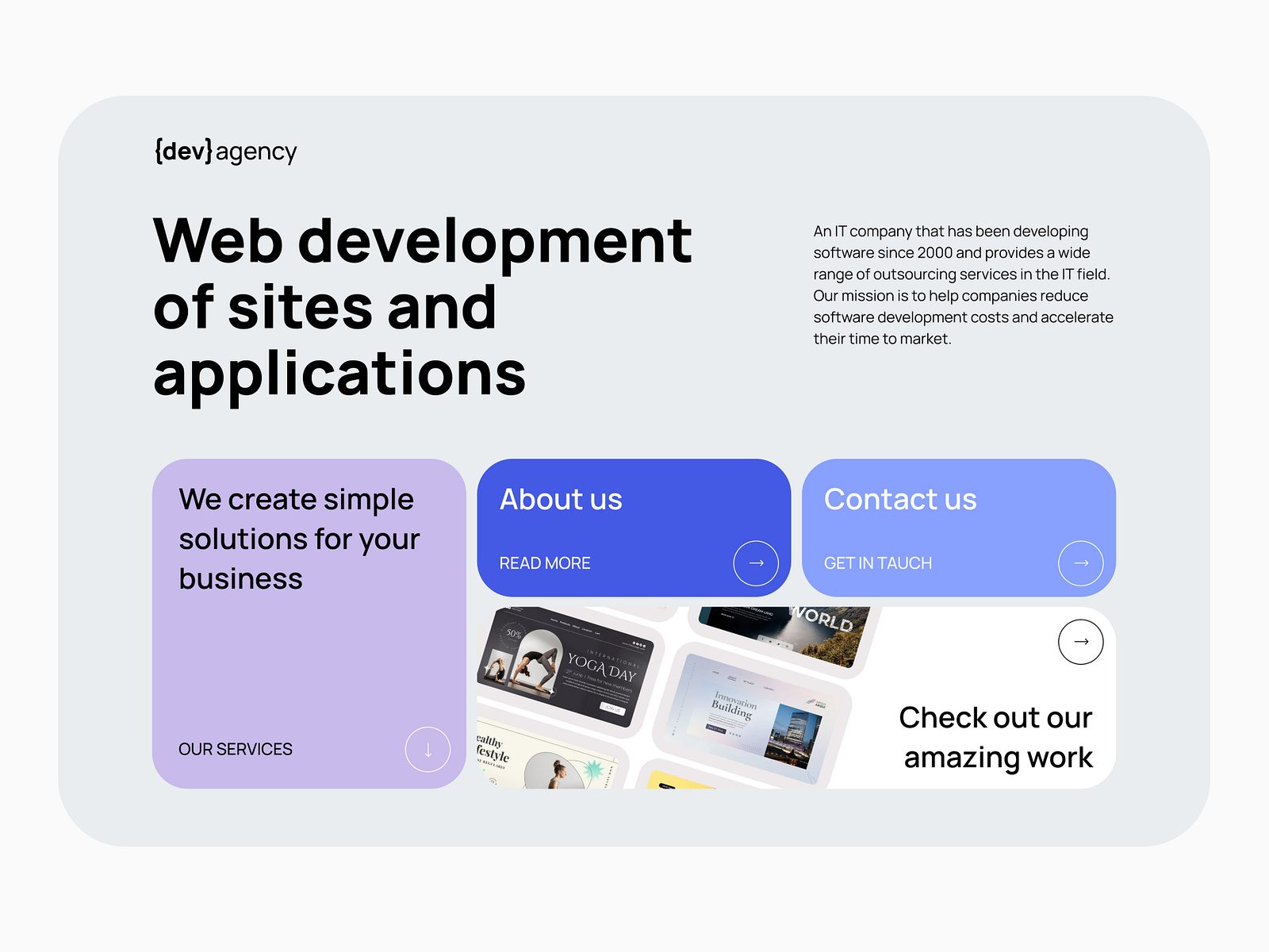 Web design for {dev}agency by Kseniya Ivancheva on Dribbble