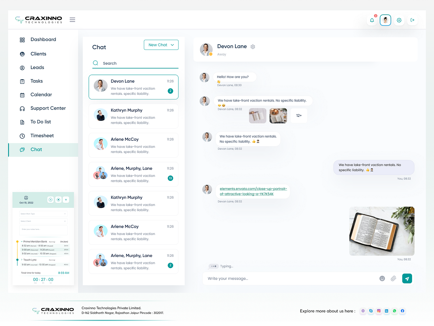 Chat Page Design by Craxinno Technologies Private Limited. on Dribbble
